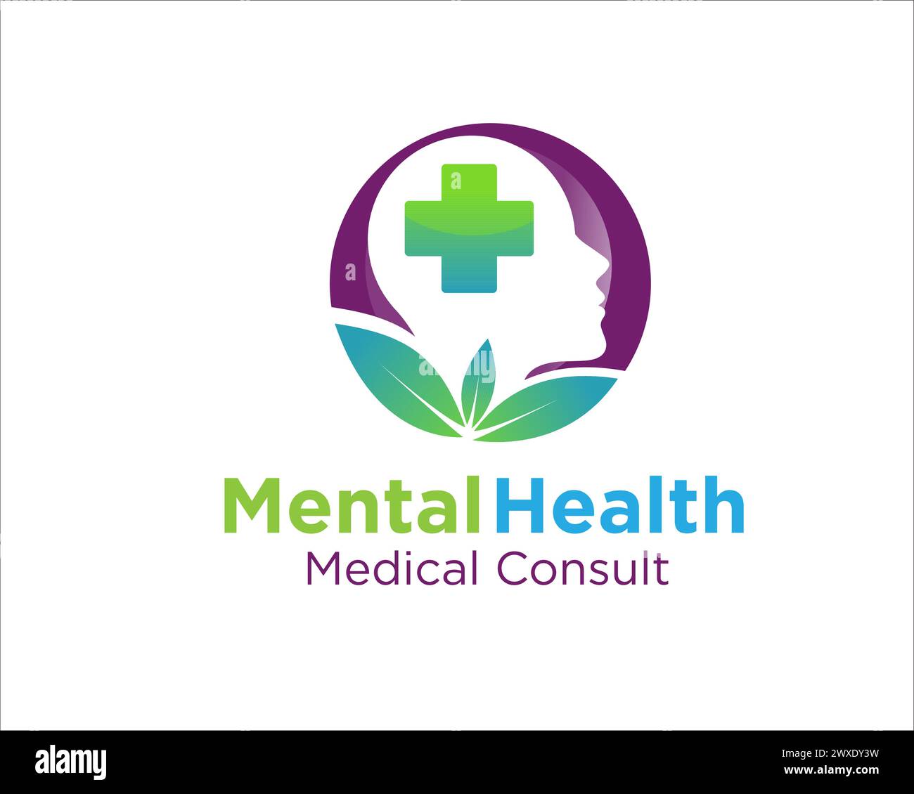 mental health logo design with cross health logo Stock Vector Image ...