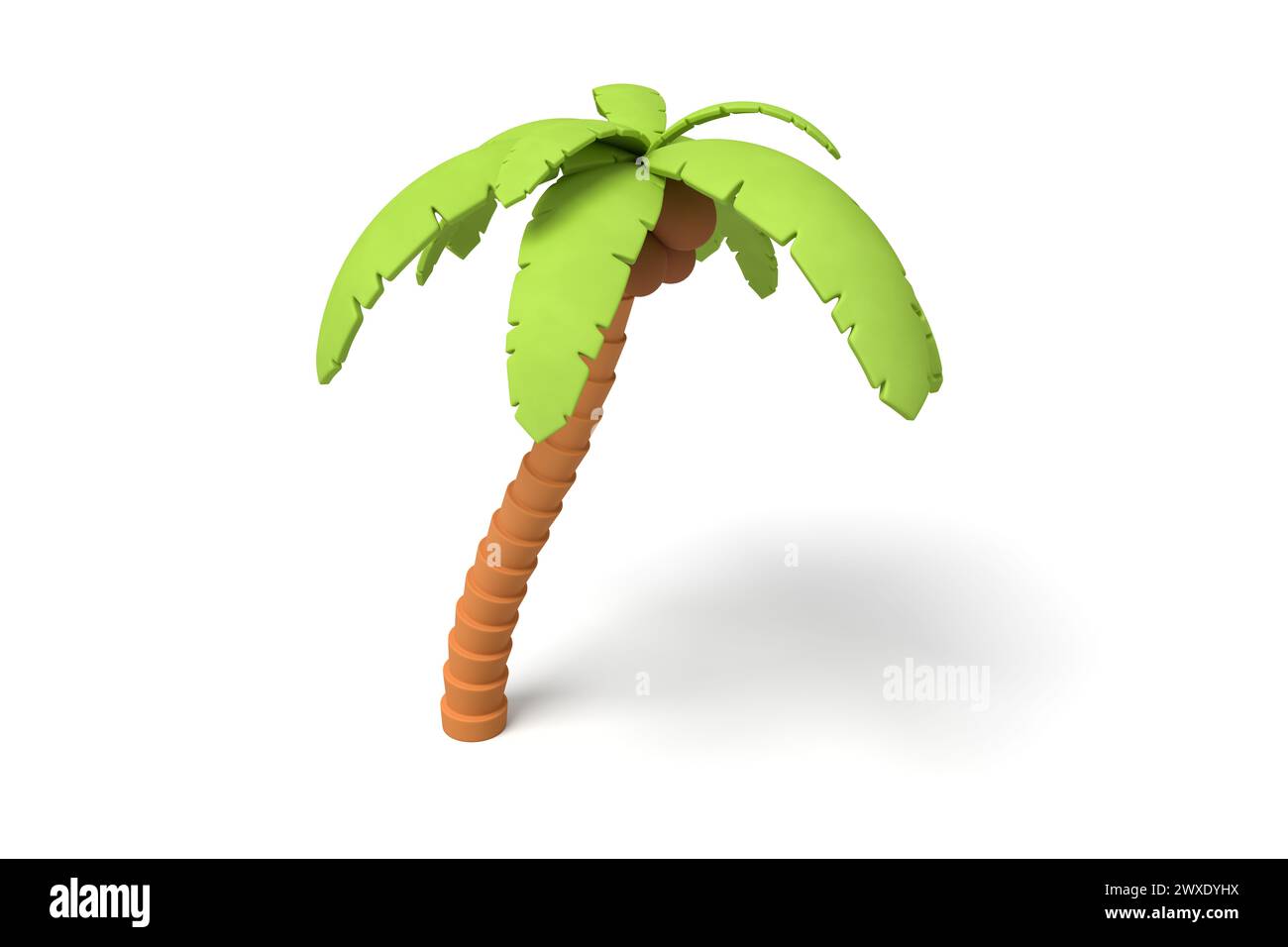 Curvy 3D cartoon palm tree with green leaves Stock Photo - Alamy