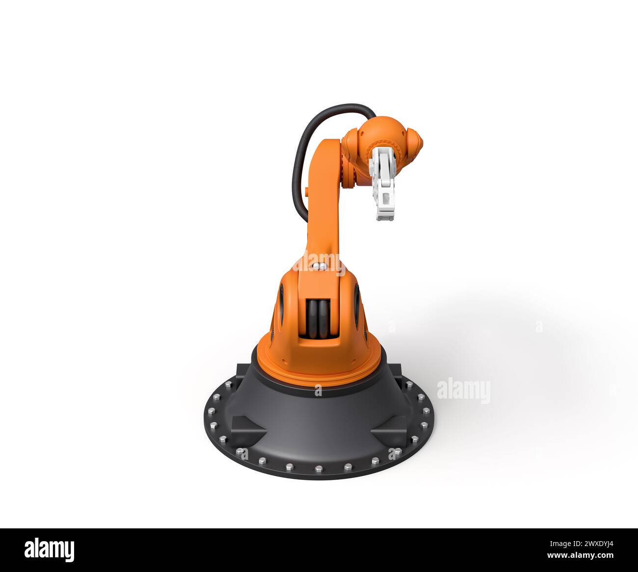 3d rendering of orange robotic arm isolated on white background Stock ...