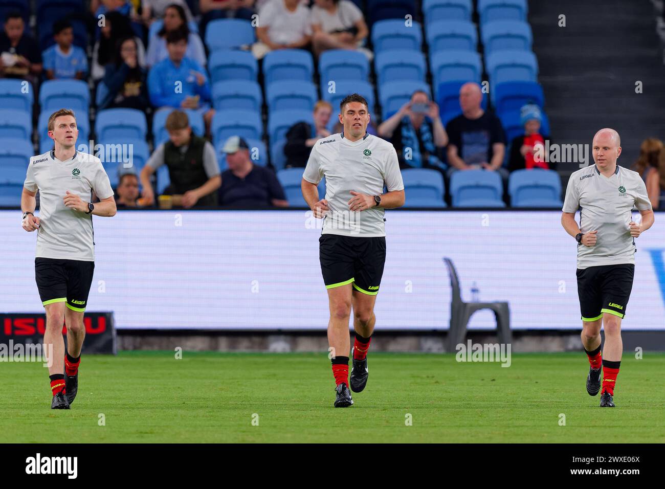 Sydney, Australia. 30th Mar, 2024. Match referees warm up before the A ...