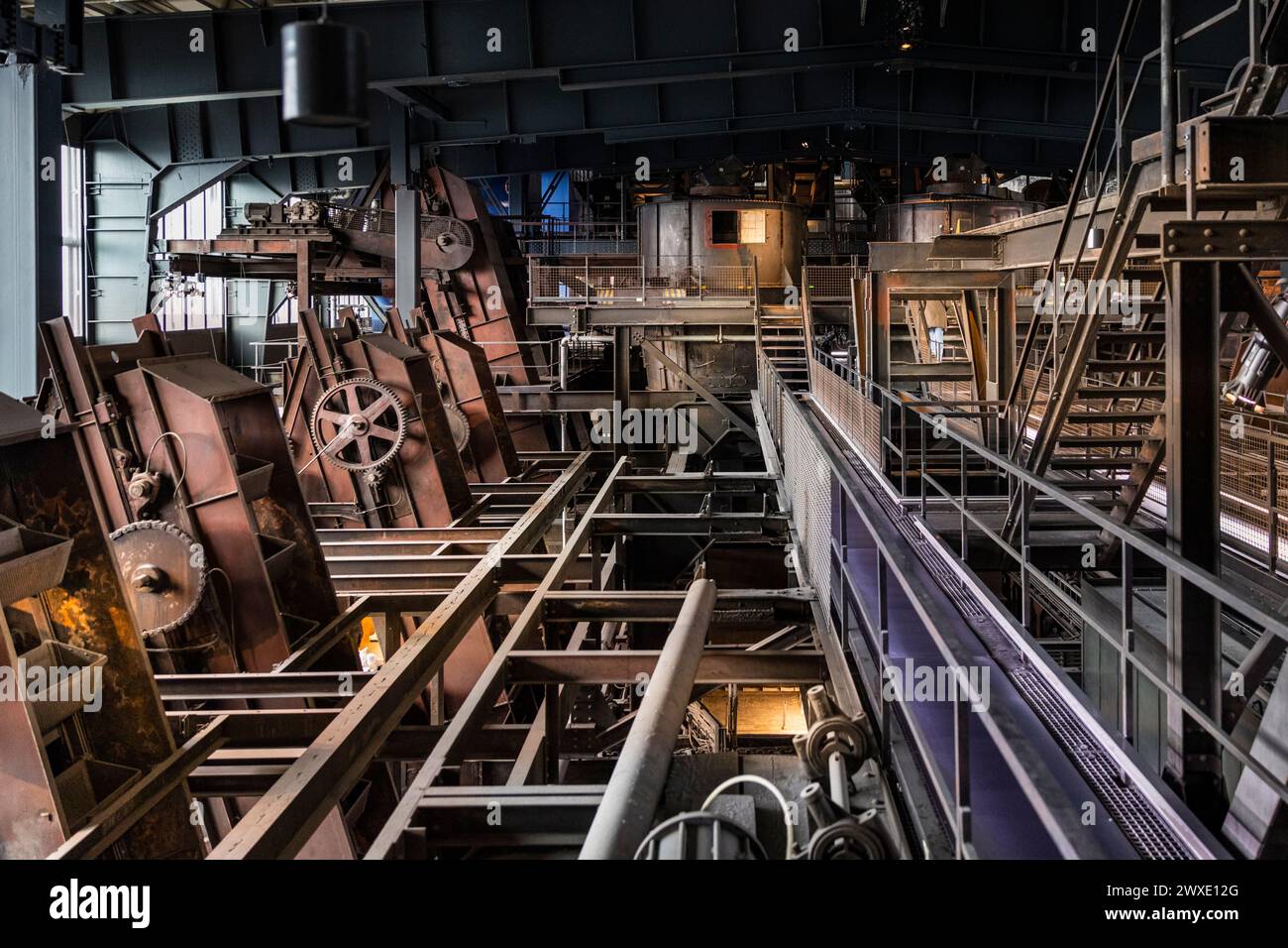 Interior of coal washery plant, Zeche Zollverein colliery and cokery ...