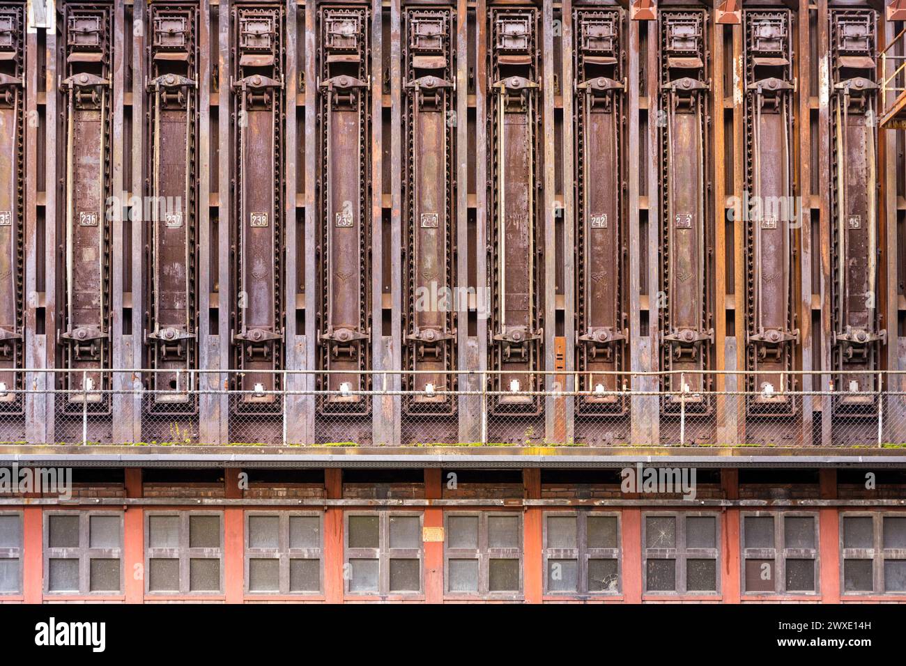Exterior facade, industrial architecture, Zollverein cokery building ...