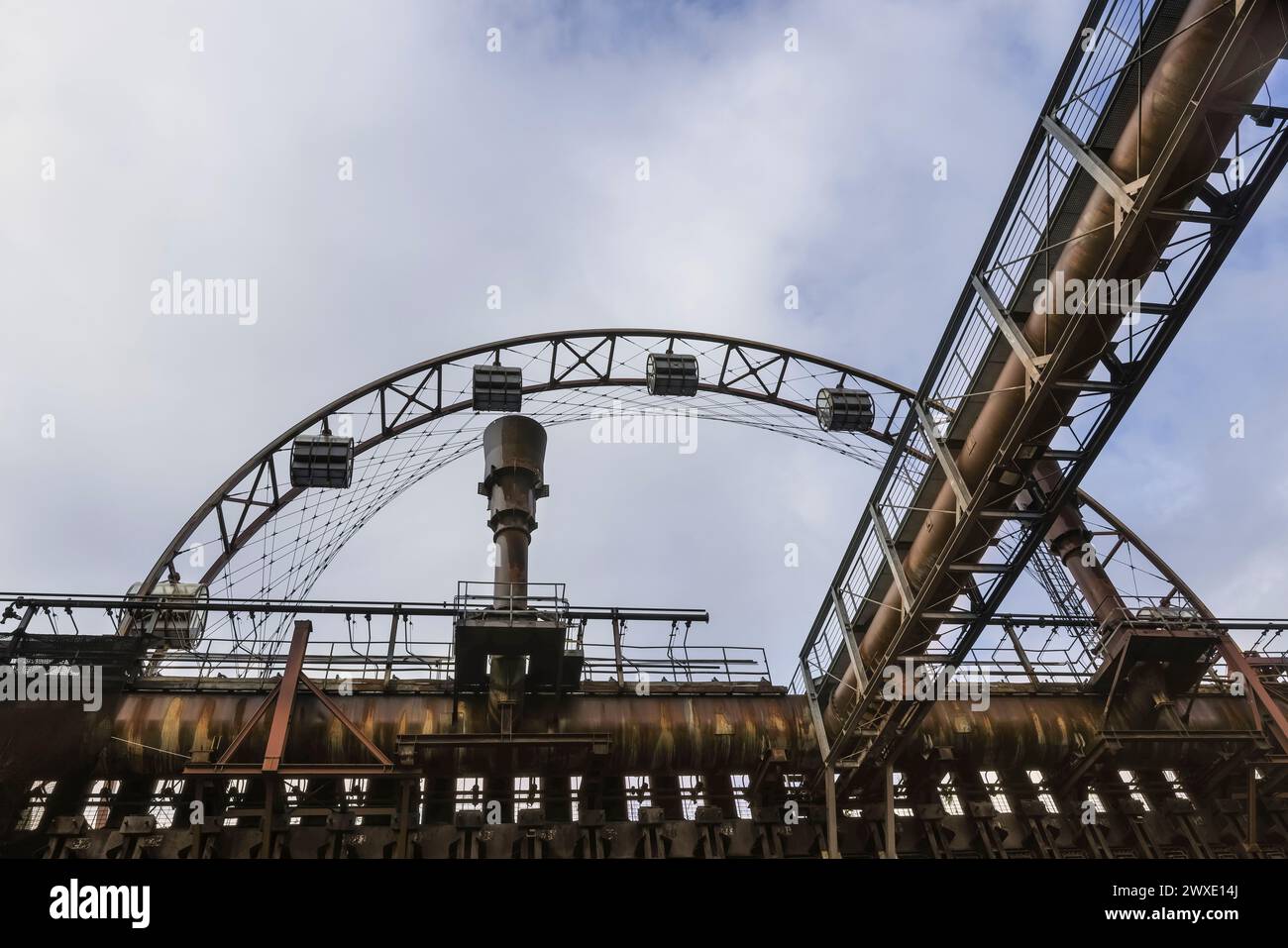The old miner's ferris wheel 'Sonnenrad' at Zollverein cokery building ...
