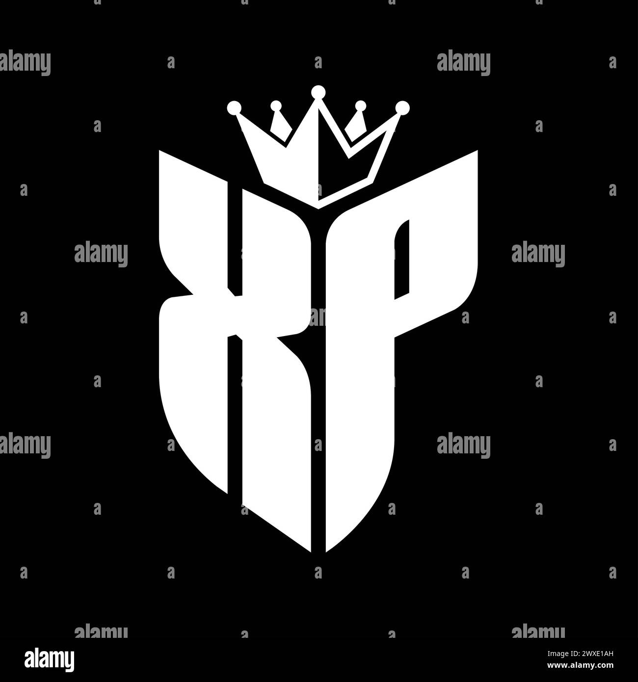 XP Letter monogram with shield shape with crown black and white color ...