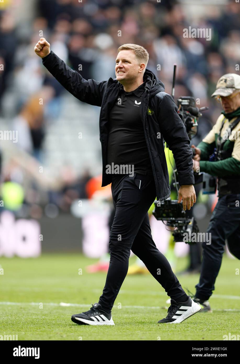 Newcastle United manager Eddie Howe celebrates after the Premier League ...