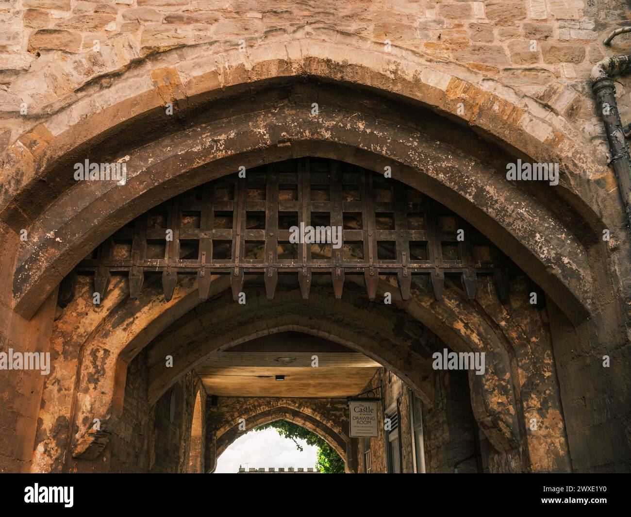 The Portcullis at Castle Bow in Taunton, Somerset, England Stock Photo ...