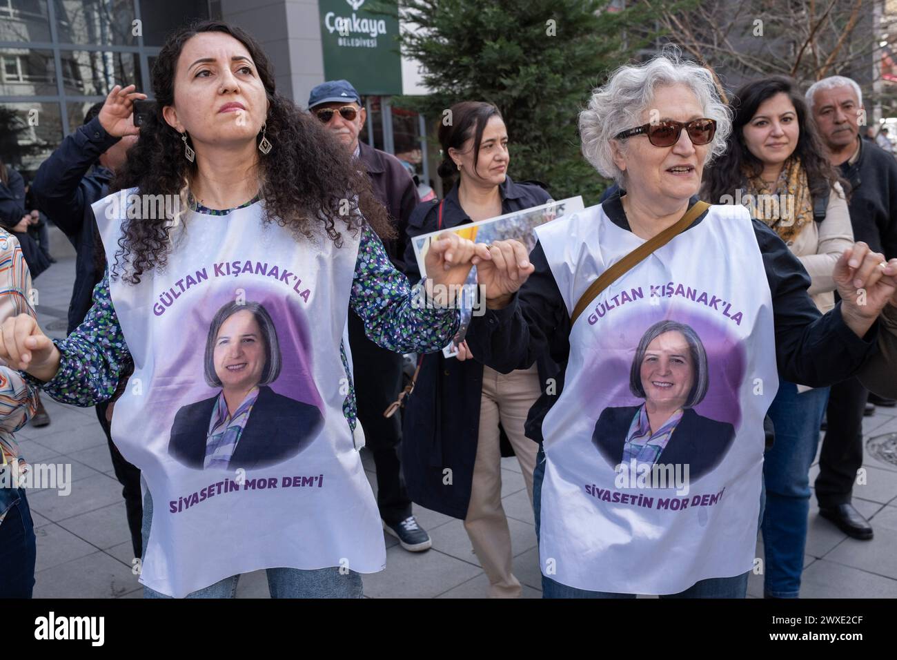 Ankara, Turkey. 30th Mar, 2024. DEM Party members are seen dancing ...