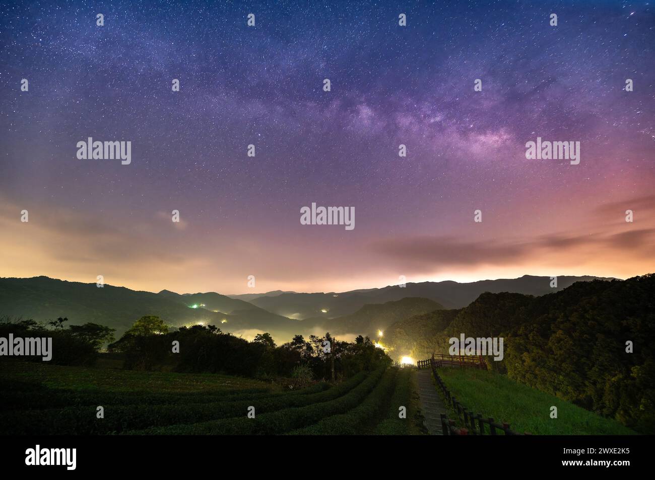 Celestial Symphony of Spring: Milky Way Sky with Rolling Clouds. Early ...