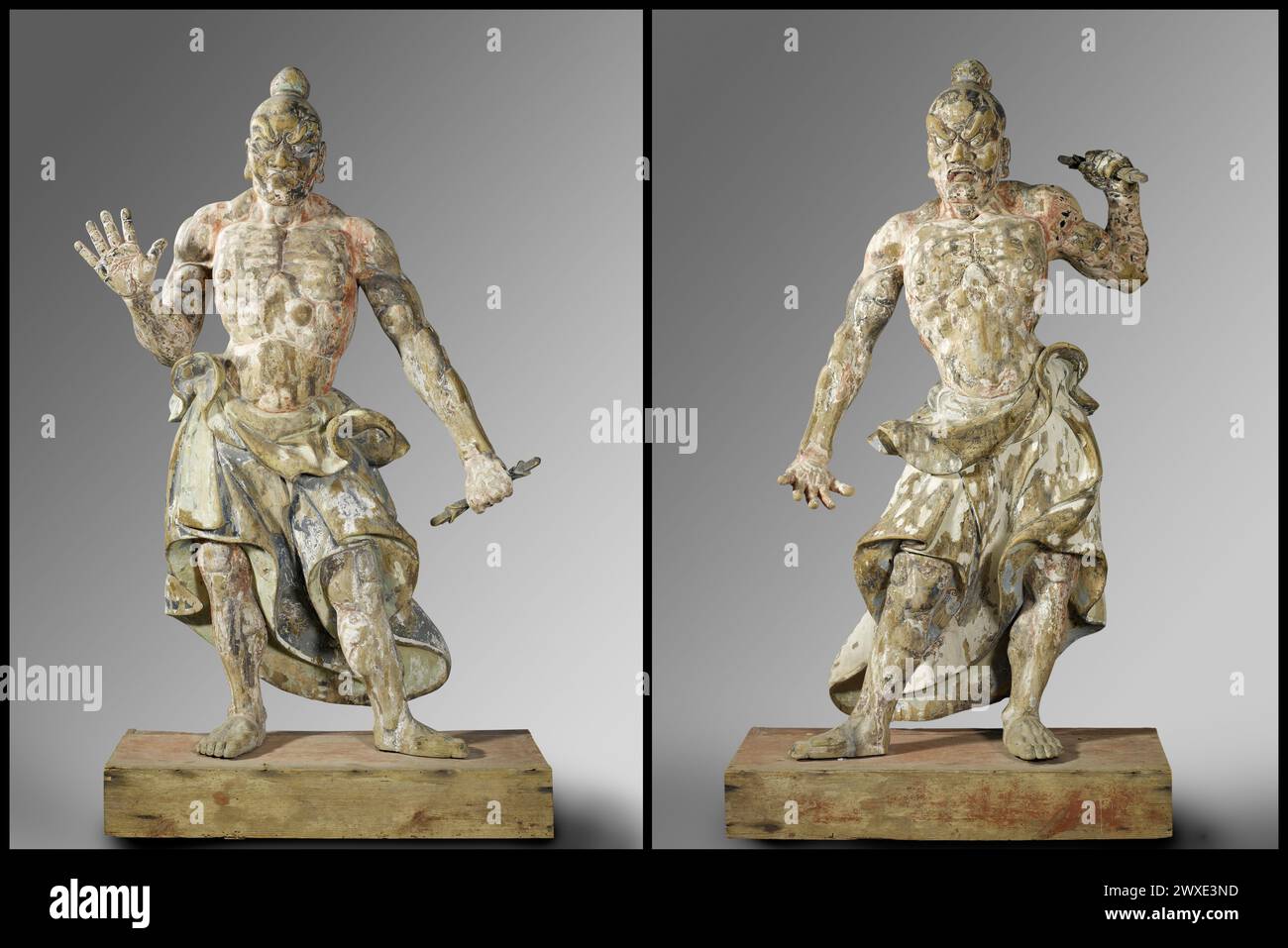 Composite image depicting two Japanese temple guardians, Japan, c. 1300 ...