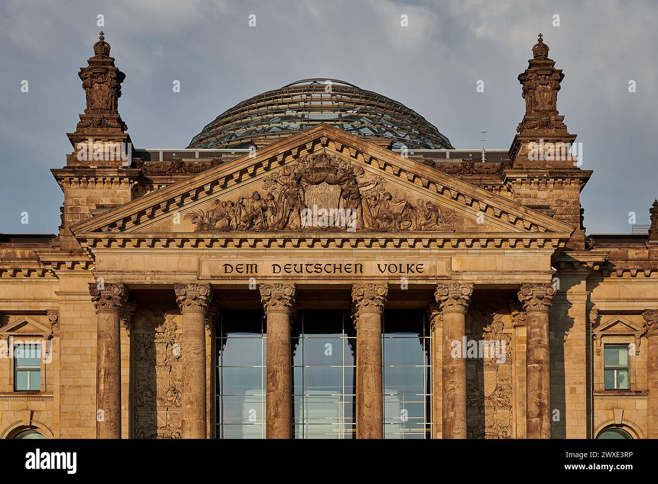 Main Entry of Reichstag in Germany with label dem deutschen volke Stock ...