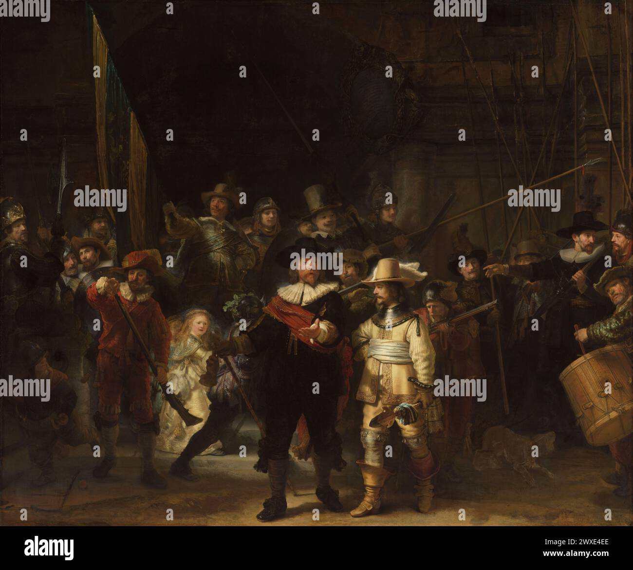 The Night Watch, Rembrandt van Rijn, 1642. oil on canvas. The painting ...