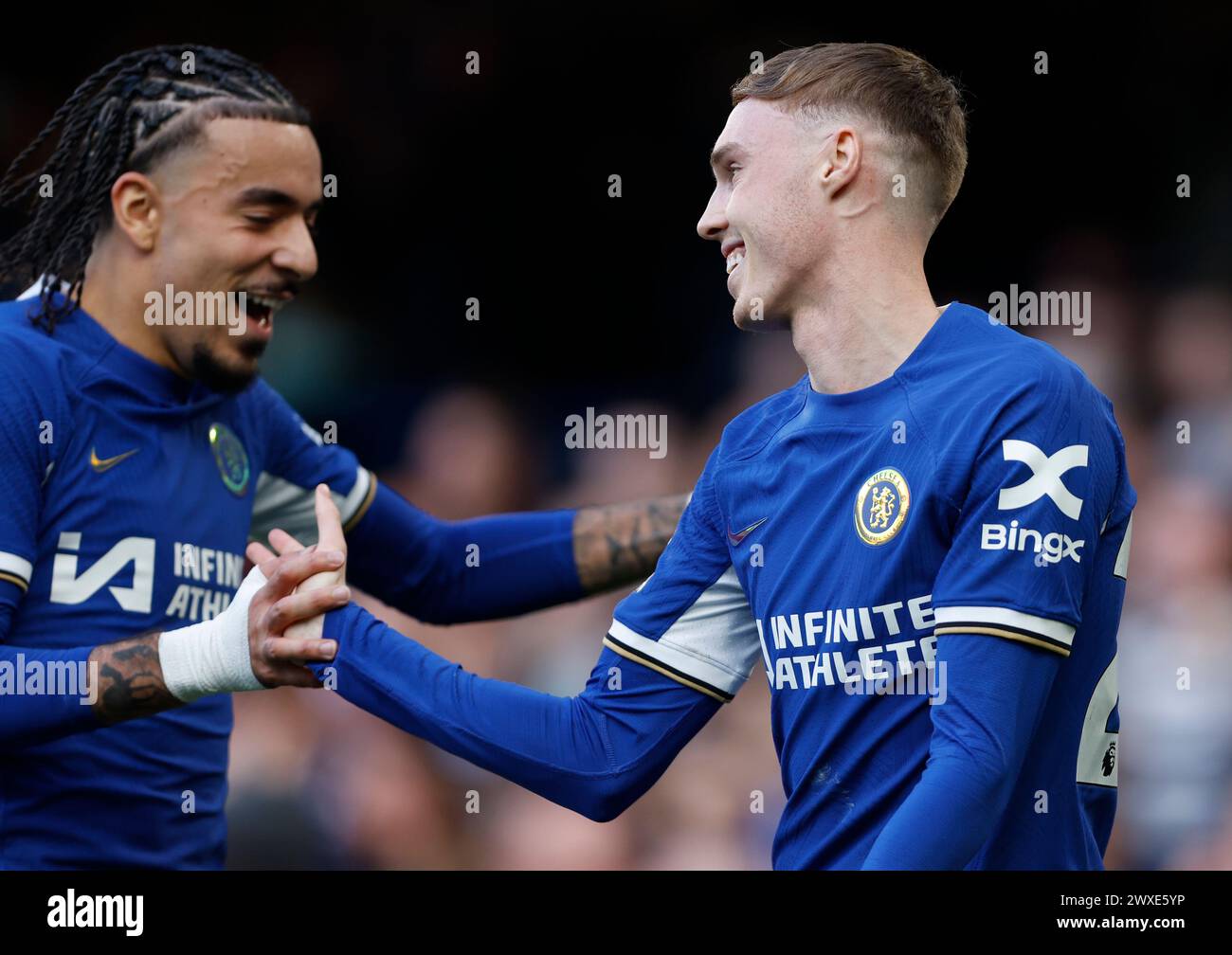 Chelsea's cole palmer (right) celebrates scoring their side's first ...