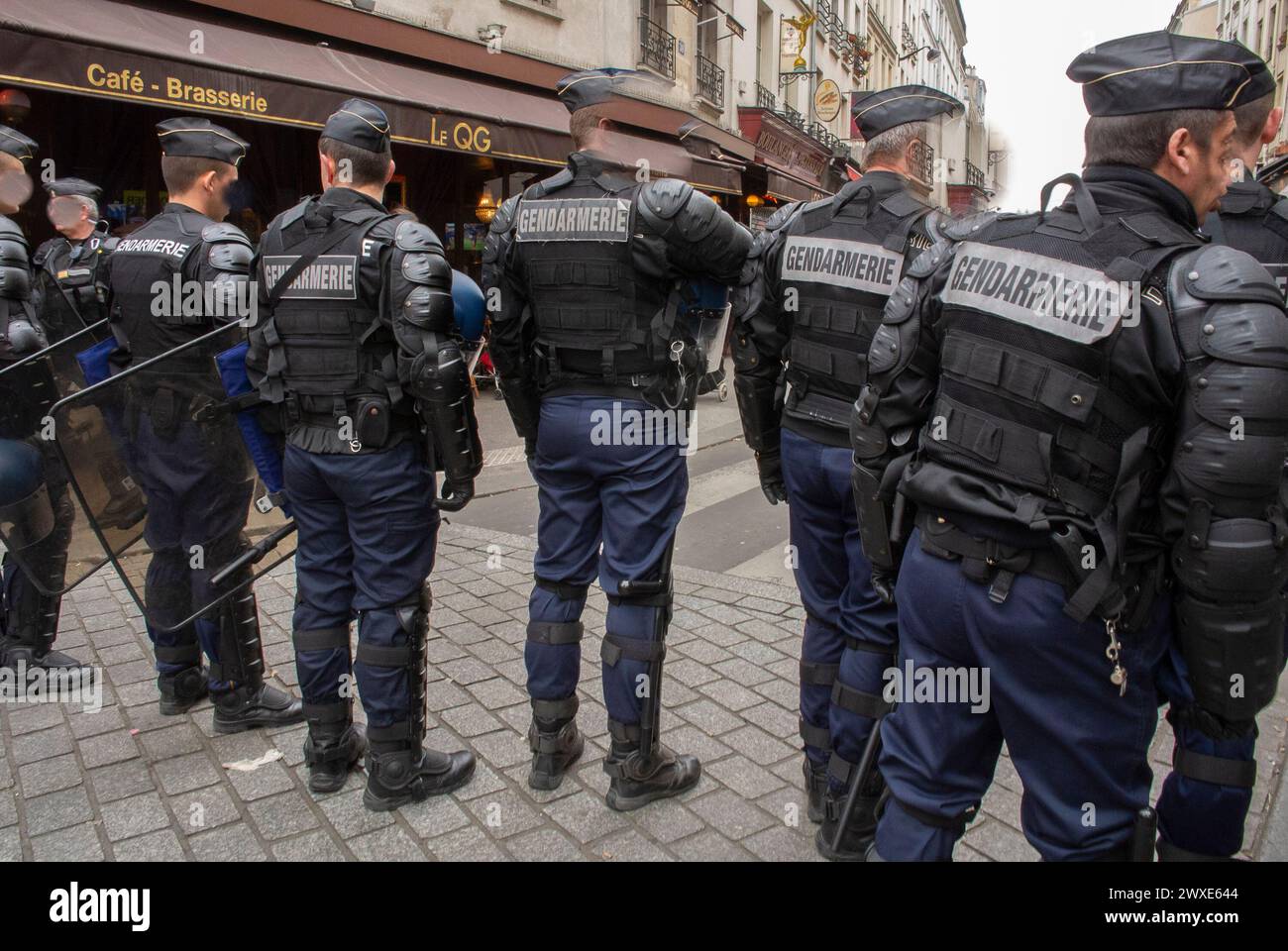 Paris, France, Crowd People, French Security Force, Gendarmerie, Lined ...