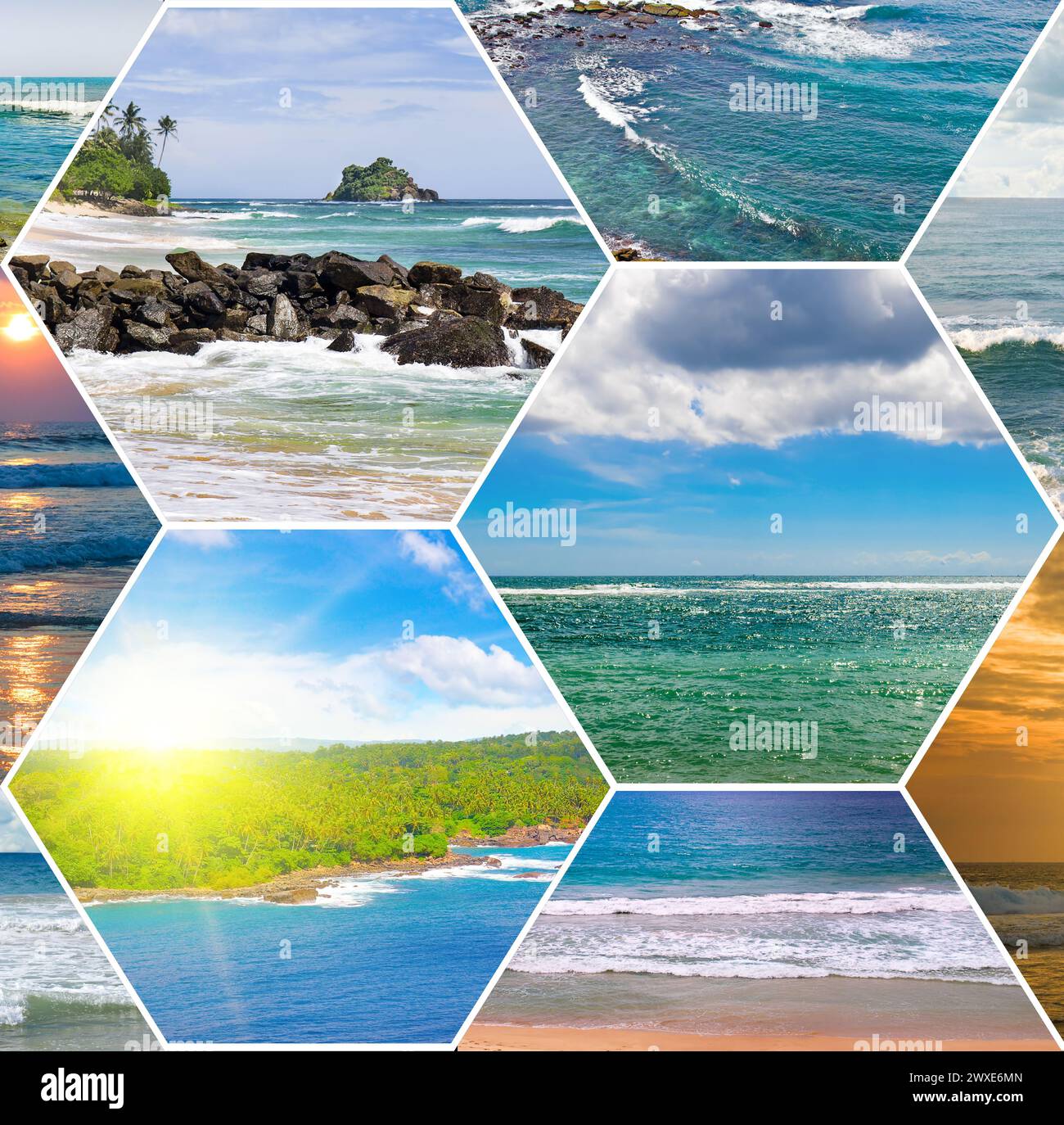 Tropical beaches of the Indian Ocean. Beautiful vacation collage made ...