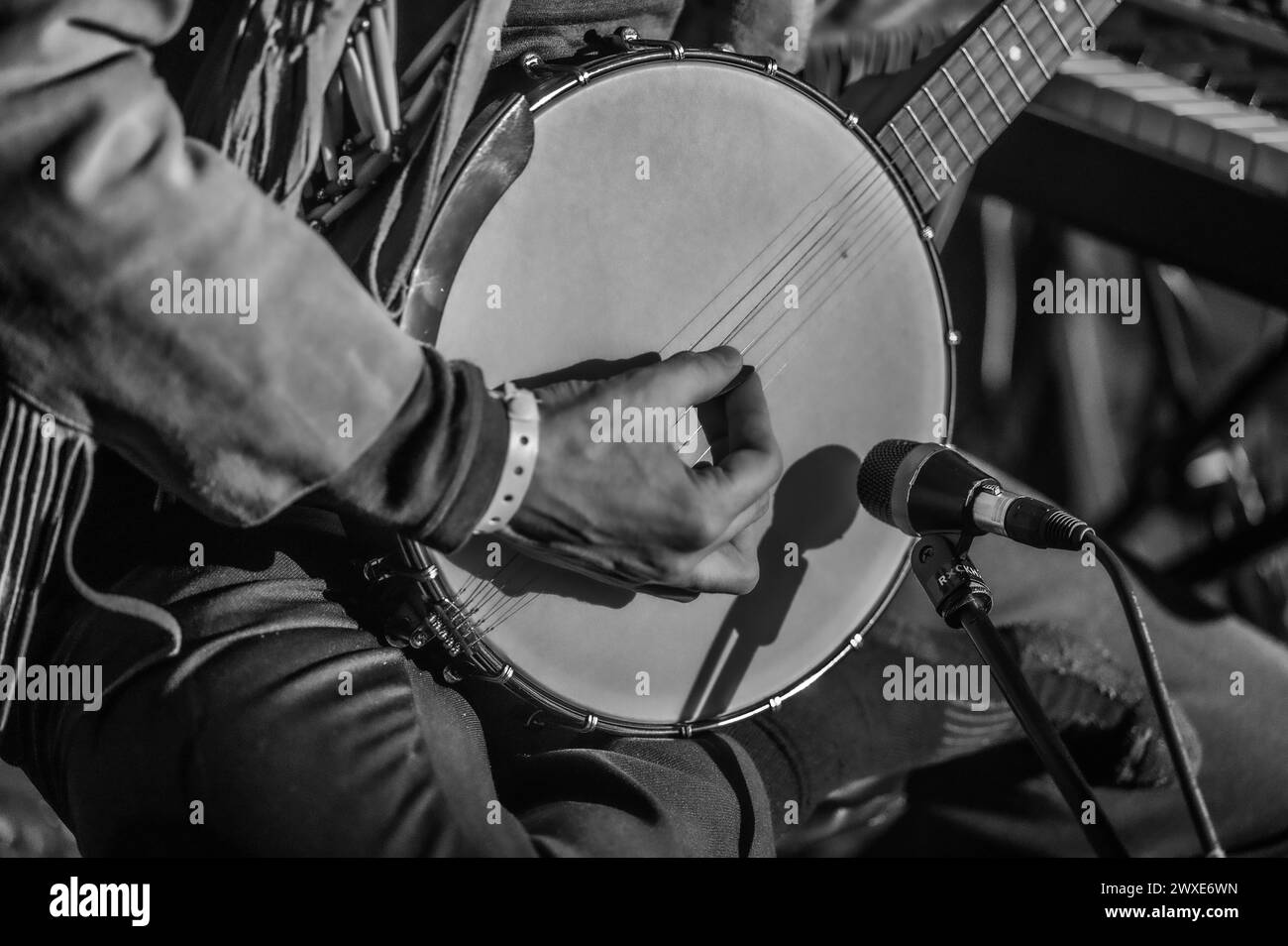 Guitarist playing banjo Stock Photo - Alamy