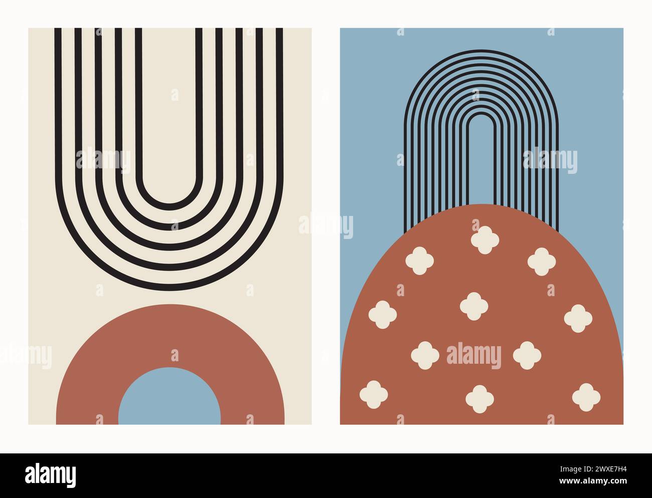 Retro Zen arch set. Abstract simple geometric shapes. Modern boho ...