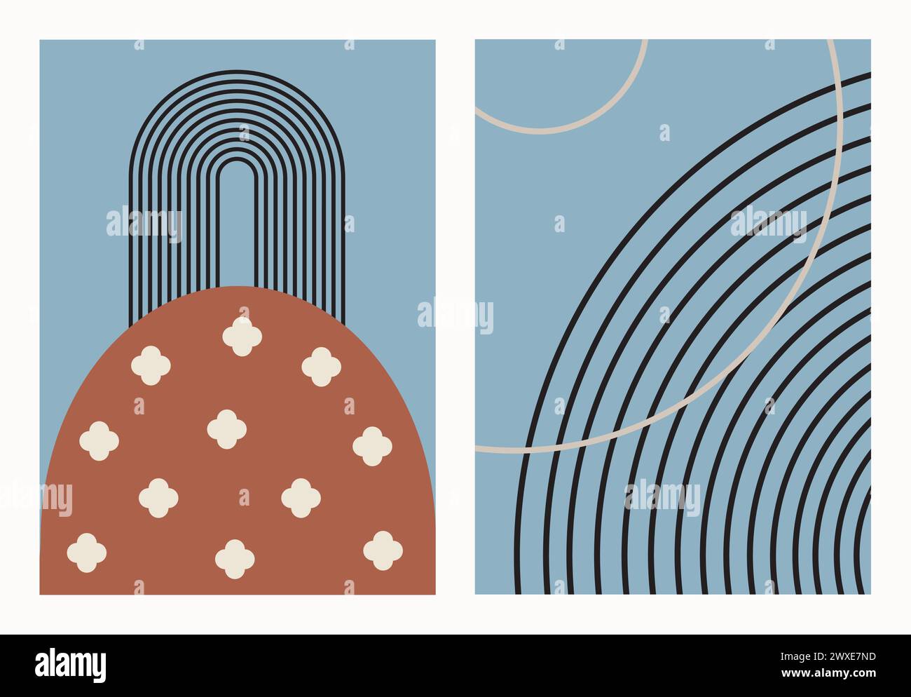 Zen arch abstract geometric shapes. Retro minimalist art. Simple ...