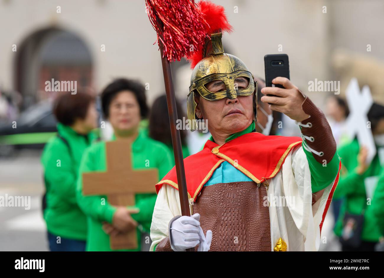 Seoul, South Korea. 30th Mar, 2024. A South Korea's Christian takes a ...