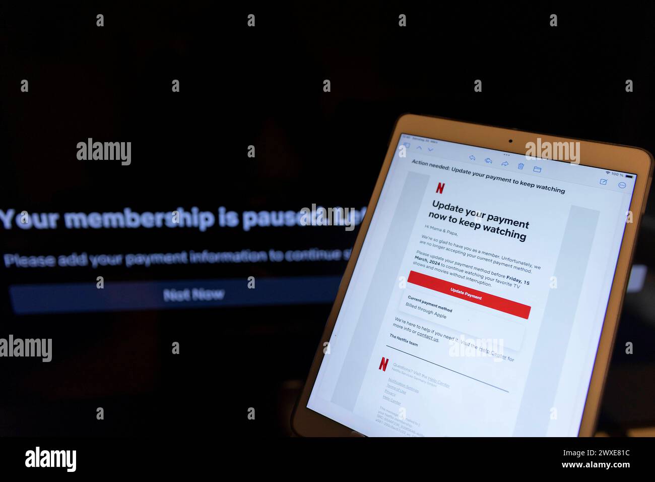 Netflix stellt die Rechnungsstellung ueber Apple ein. Kunden, die ihr ...