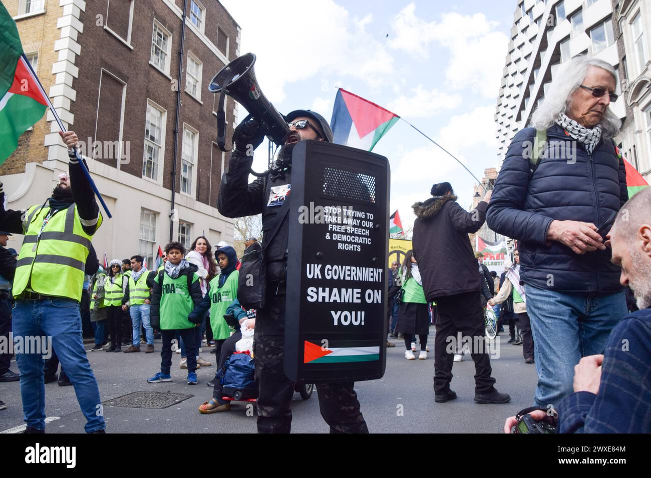 London, UK. 30th March 2024. Tens of thousands of people marched in ...
