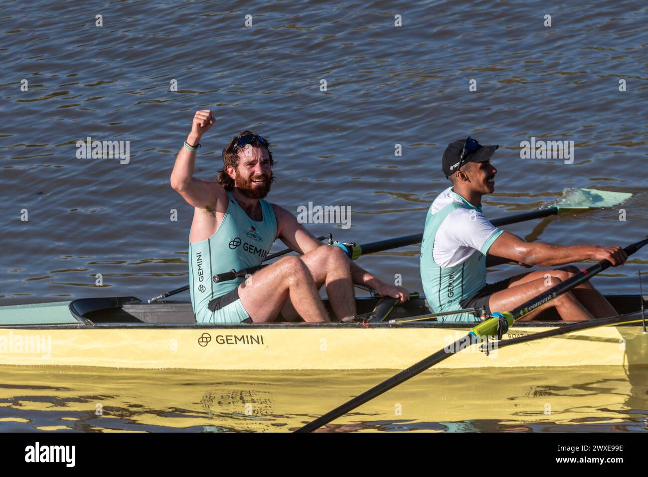 Chiswick Bridge, Chiswick, London, UK. 30th Mar, 2024. The finish line ...