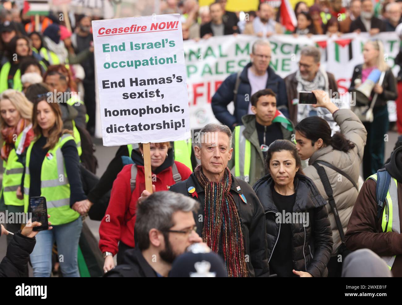 London, UK, 30th March 2024. Thousands marched from Russell Square to ...