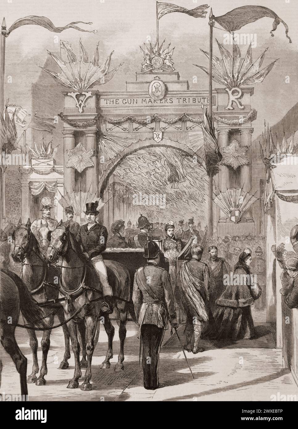 Arrival of Queen Victoria at the pavilion to lay the foundation stone ...
