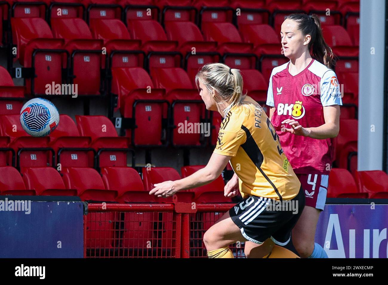 Walsall, UK. 30th Mar, 2024. Leicester's Lena Petermann battles to ...