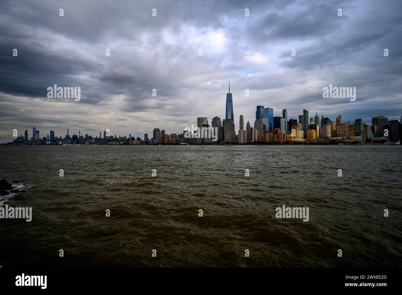 Views on New York Harbor, Manhattan and Statue of Liberty from the ...