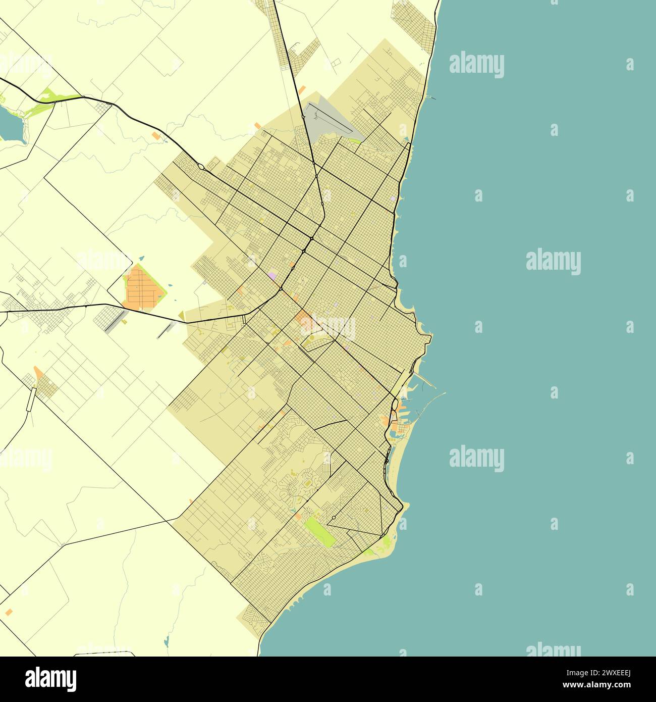 Map of Mar del Plata, Buenos Aires Province, Argentina Stock Vector ...
