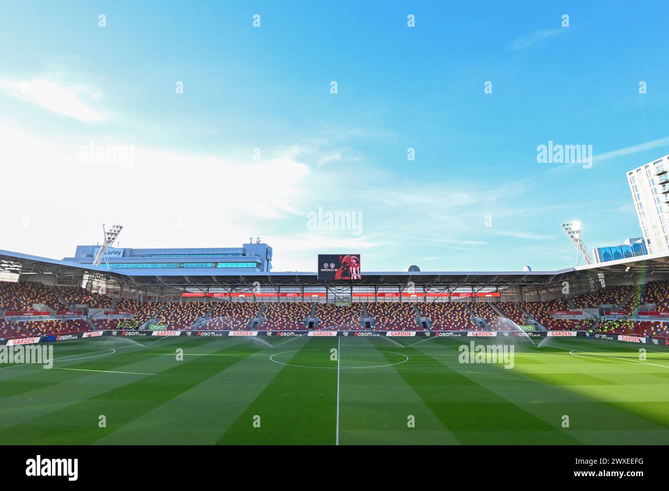 A general view of The Gtech Community Stadium ahead of the Premier ...