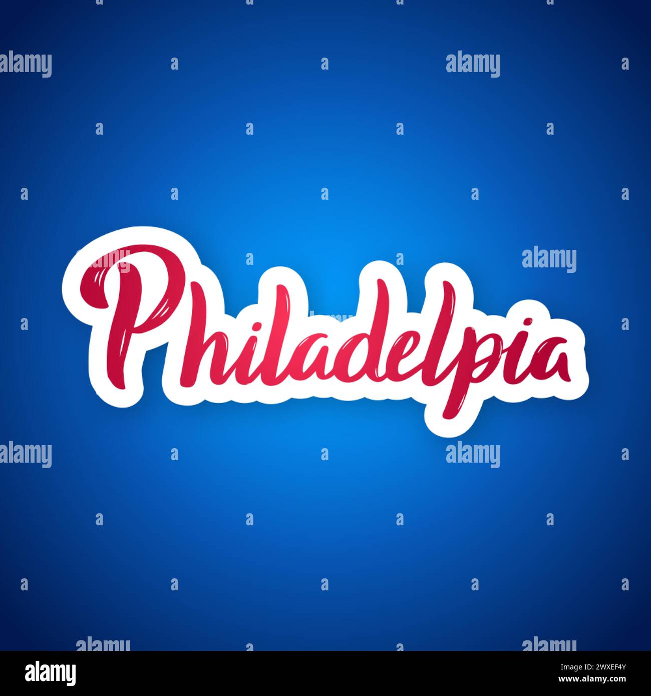 Philadelphia - hand drawn lettering phrase. Sticker with lettering in ...