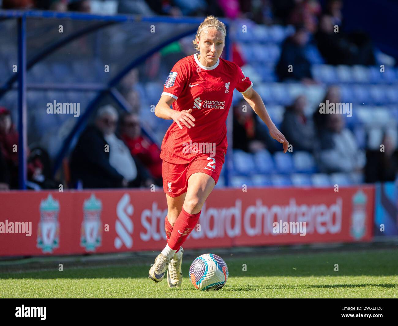 Prenton Park, UK. 30th Mar, 2024. Emma Koivisto (2) for Liverpool Women ...