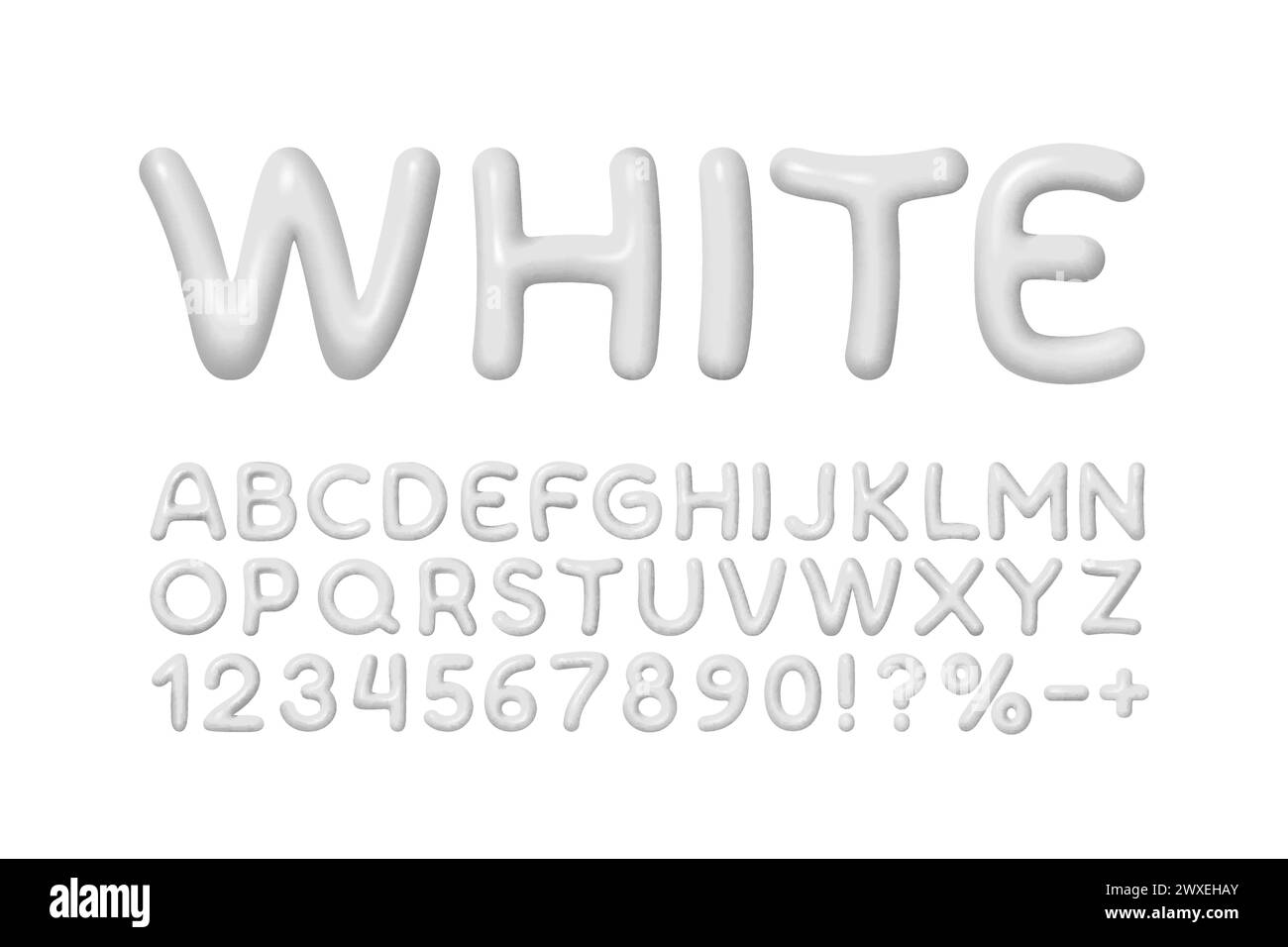 White monochrome font. English alphabet and numbers sign. Vector Stock ...