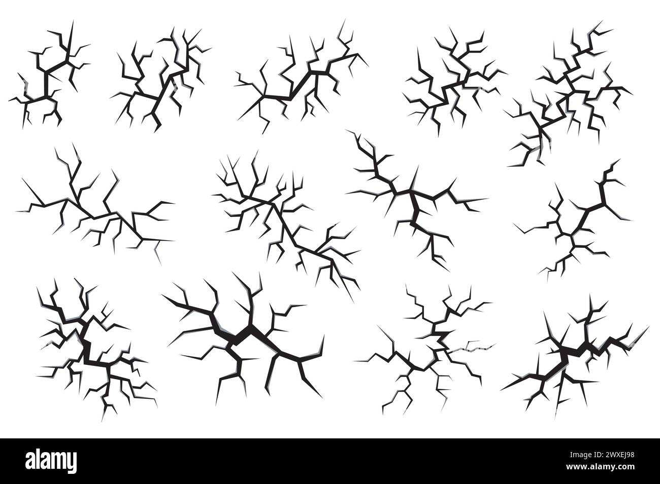 Cracked effect mega set in flat design. Bundle elements of surface ...