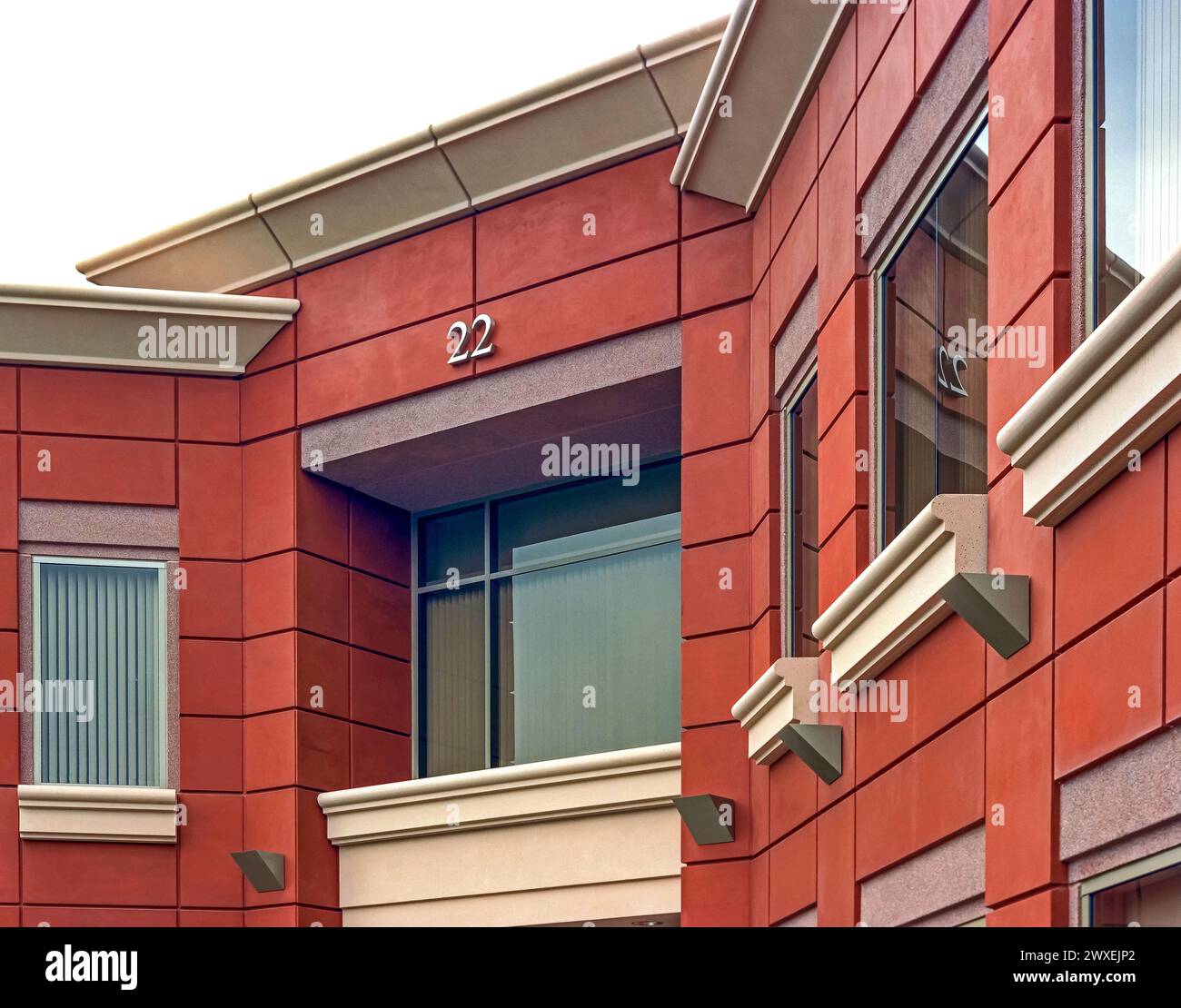 Perspective-controlled architectural exterior elevation of a new ...
