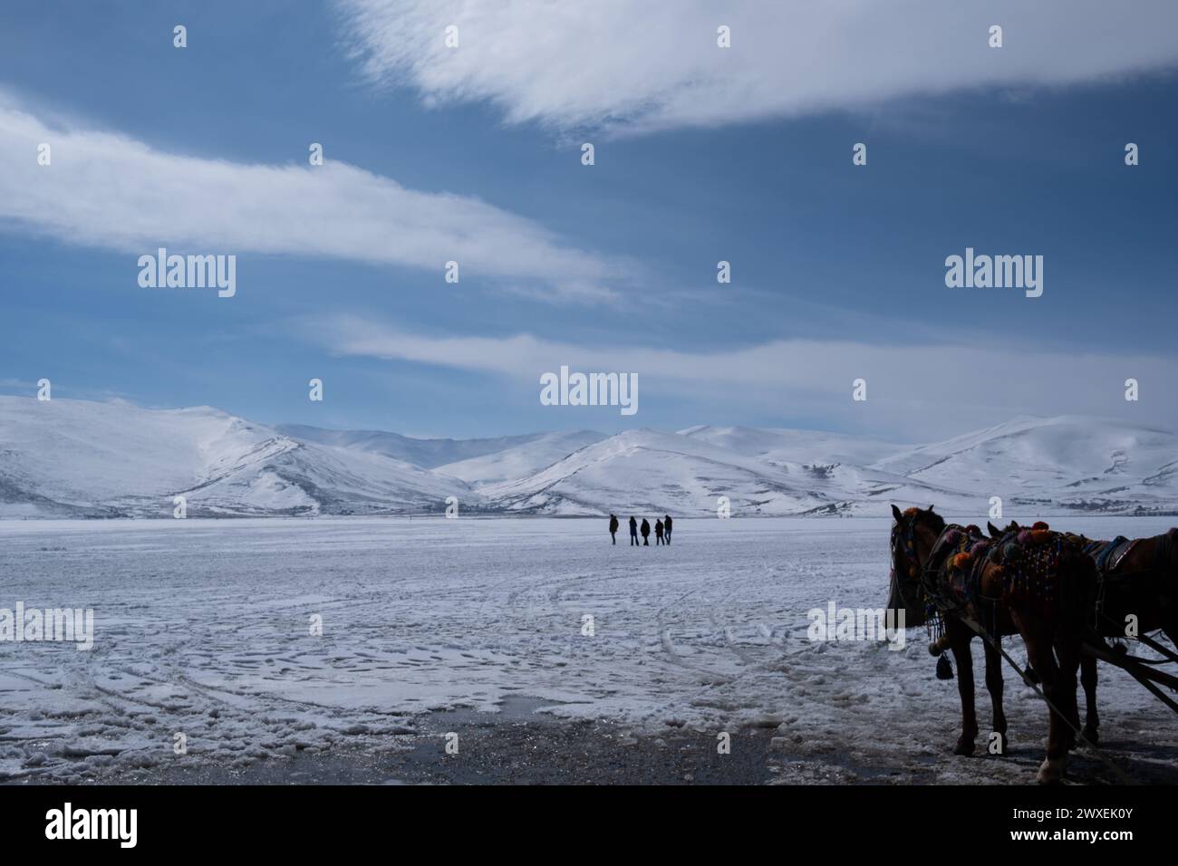 Frozen Cildir Lake in Kars Province to Turkey Stock Photo - Alamy