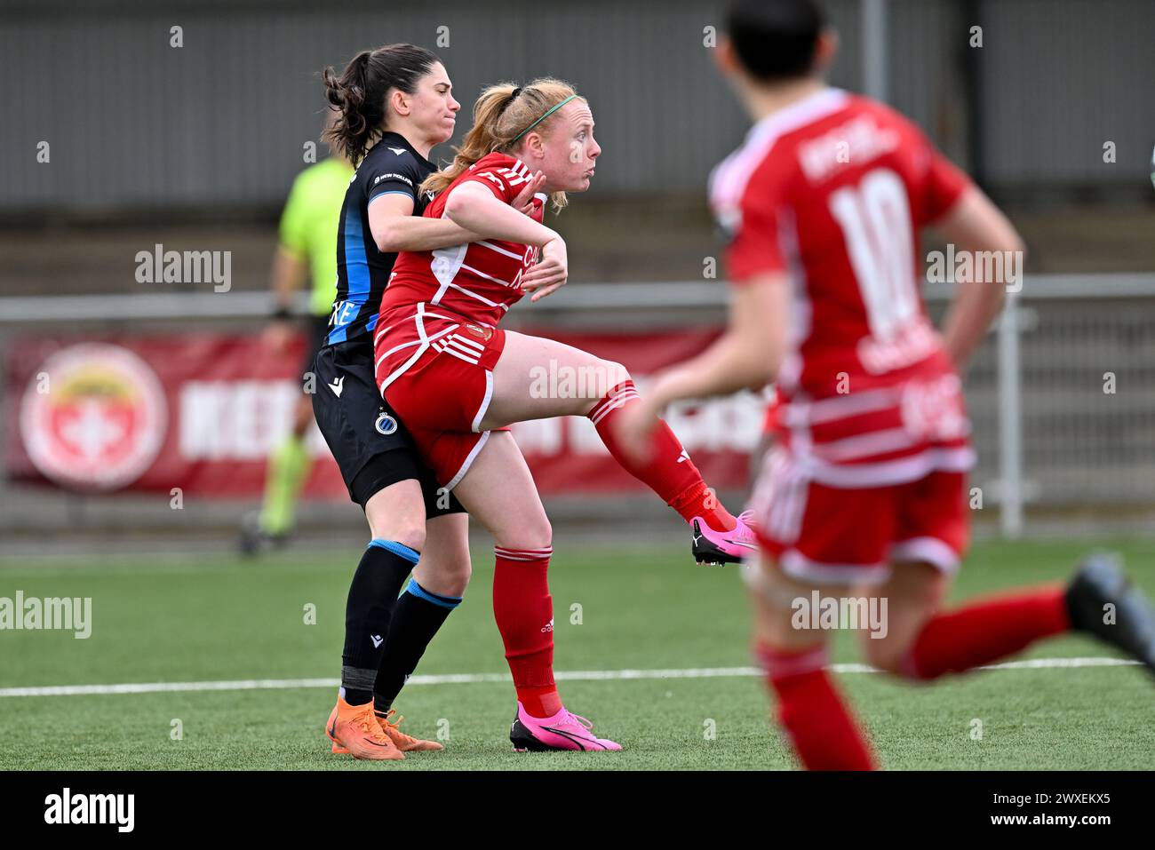 Aalter, Belgium. 30th Mar, 2024. Febe Vanhaecke (3) of Club YLA ...