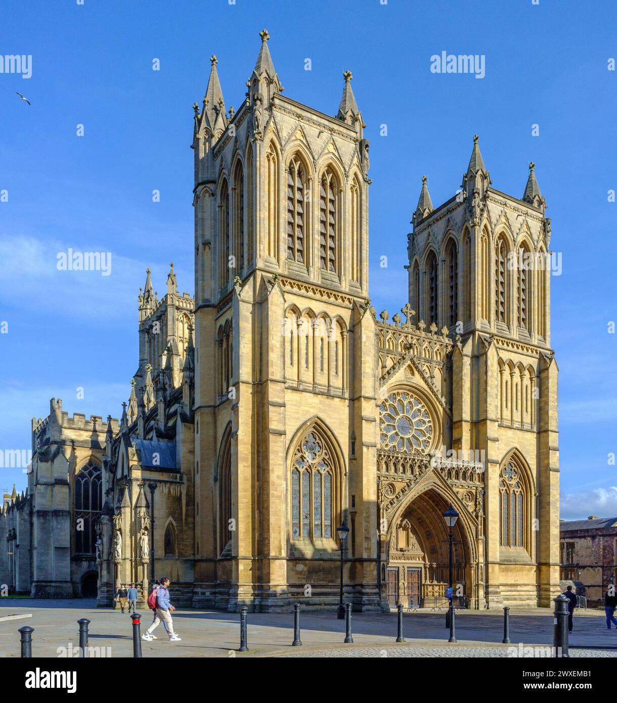The front facade of Bristol Cathedral, College Green, Bristol, Avon, UK ...