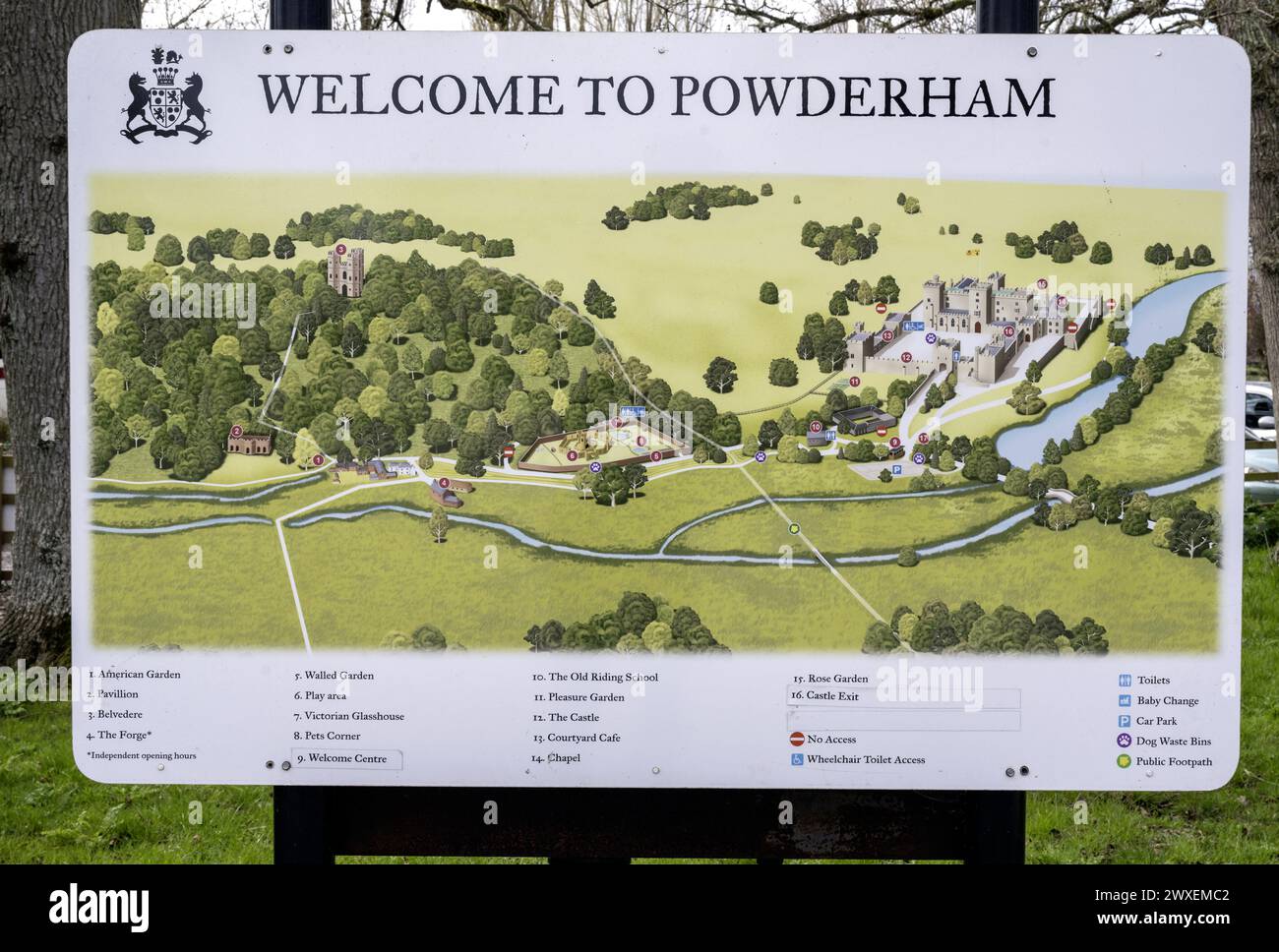 Welcome to sign at Powderham Castle, Kenton, Exeter, Devon, England, UK ...
