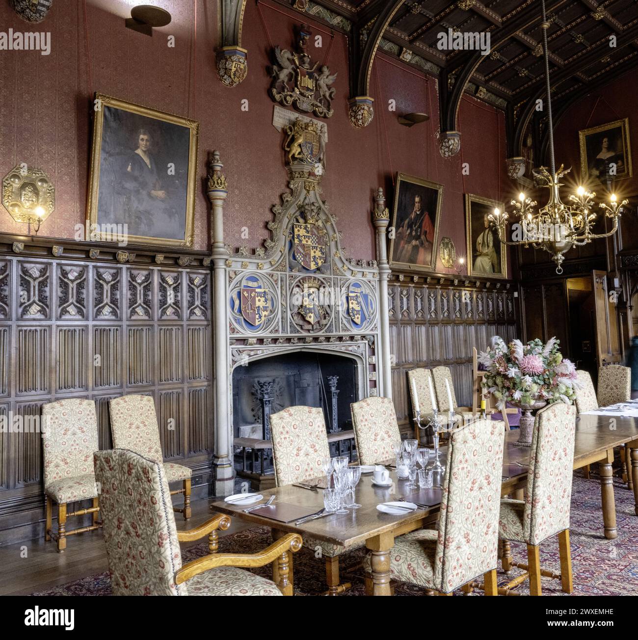 Powdeham Castle, Kenton, Exeter, Devon, England, UK - interior view of ...