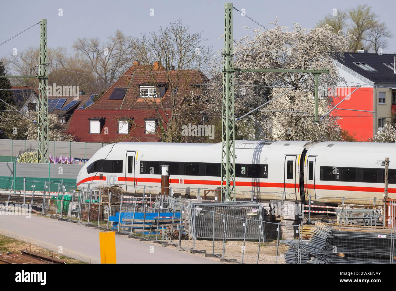Rastatt Tunnel construction site on the Rhine Valley line with ICE, Deutsche Bahn AG ...