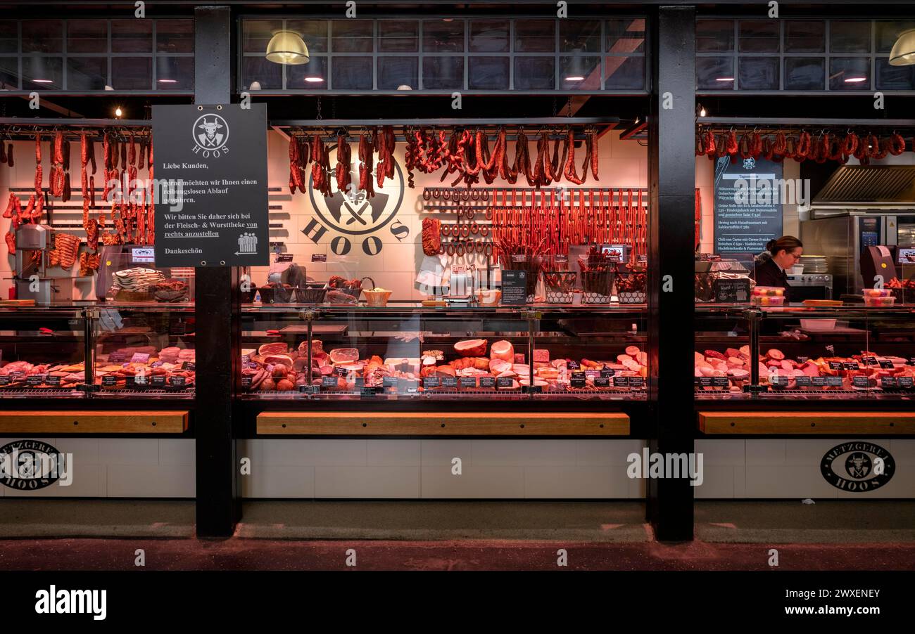 Meat products, sausage products, display, butcher's shop Hoos ...