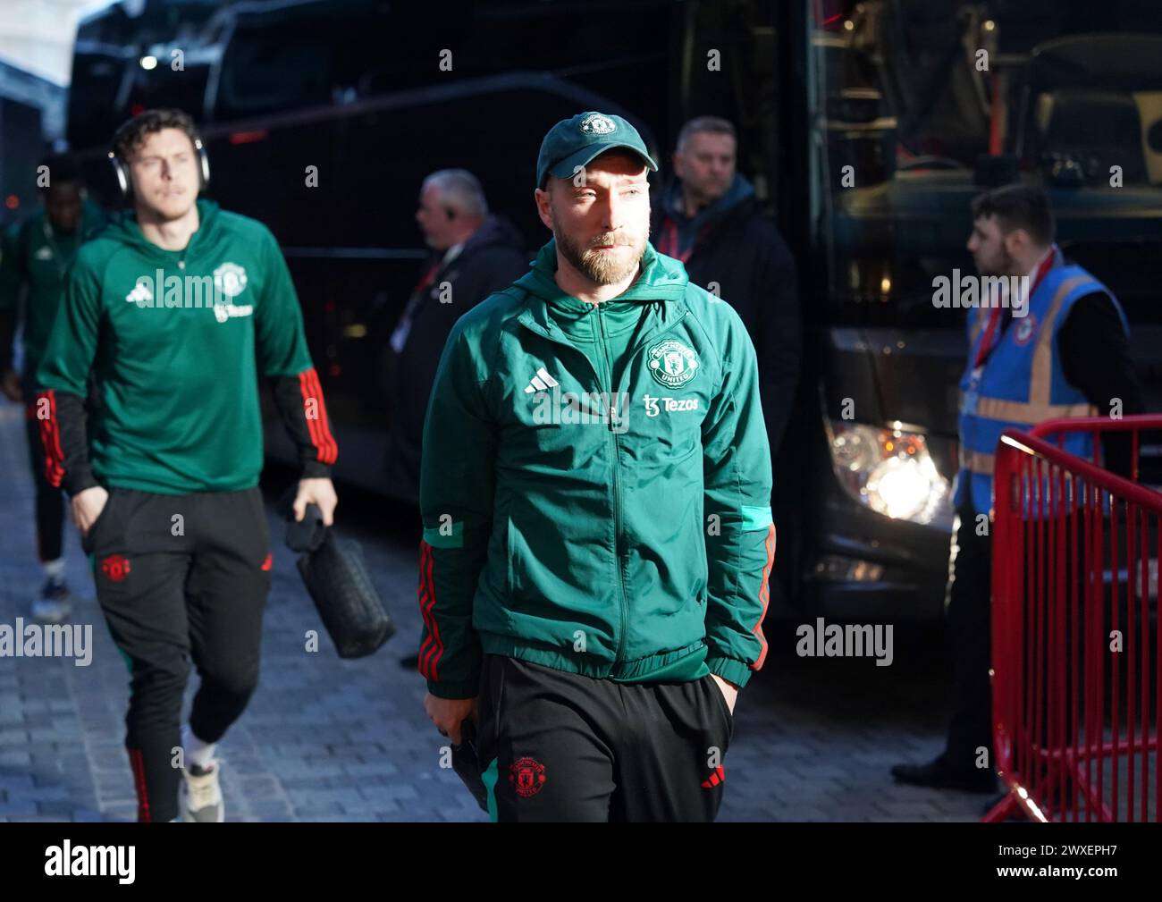 Manchester United's Christian Eriksen arrives ahead of during the ...