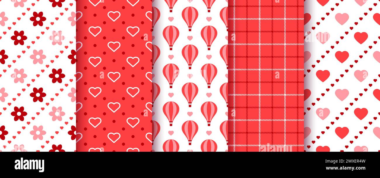 Valentine seamless pattern. Red backgrounds. Romantic textures with ...