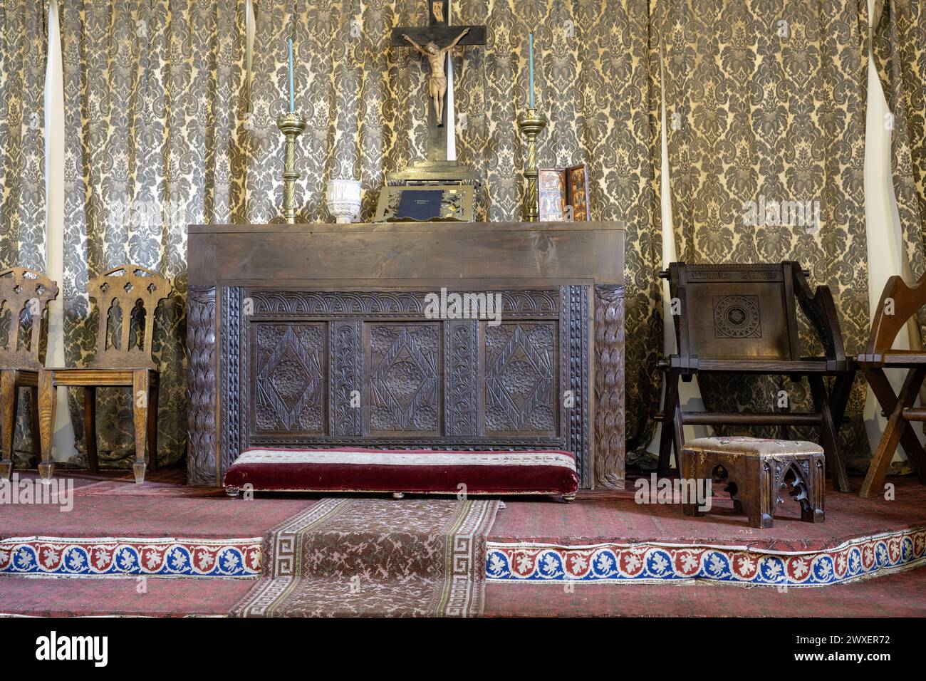 Powderham Castle, Kenton, Exeter, Devon, England, UK - interior view of ...