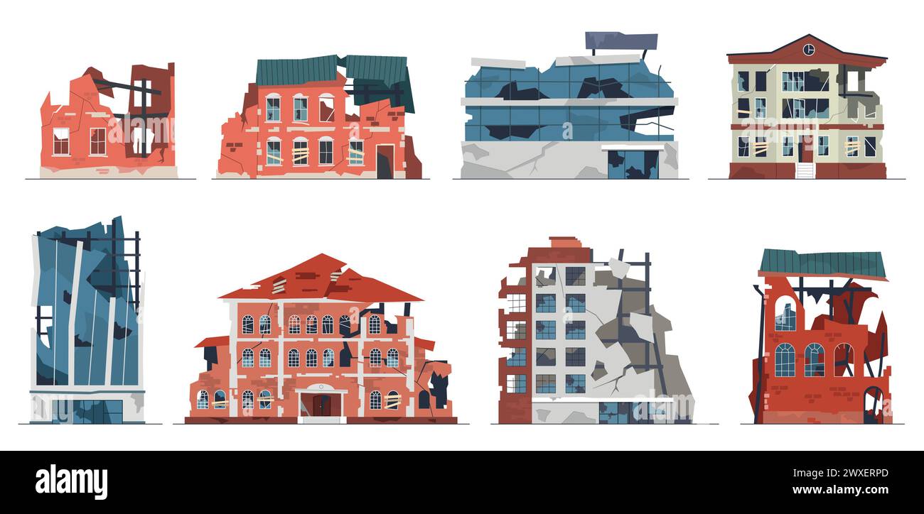 Residential building collapsed Stock Vector Images - Alamy