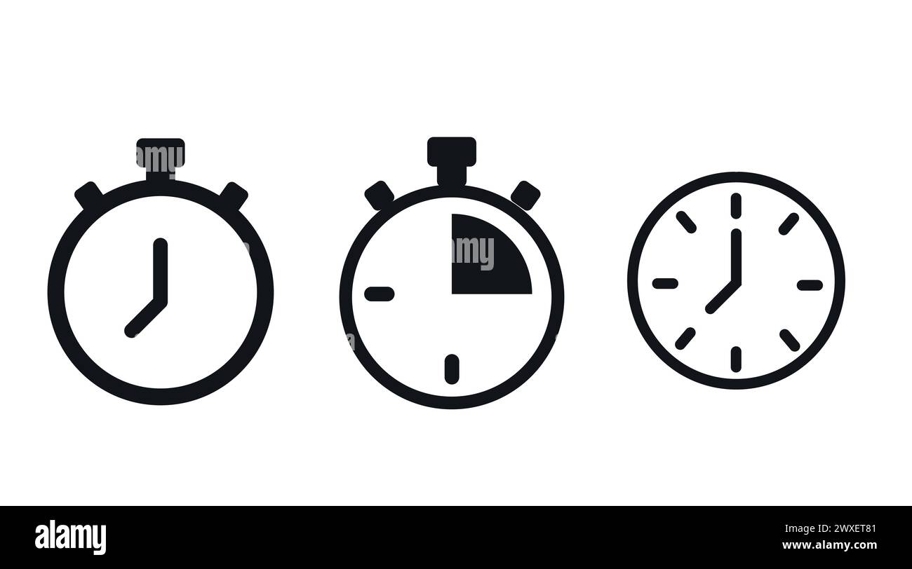 Vector Isolated Time And Clock Line Icons Set Of Vector Linear Icons