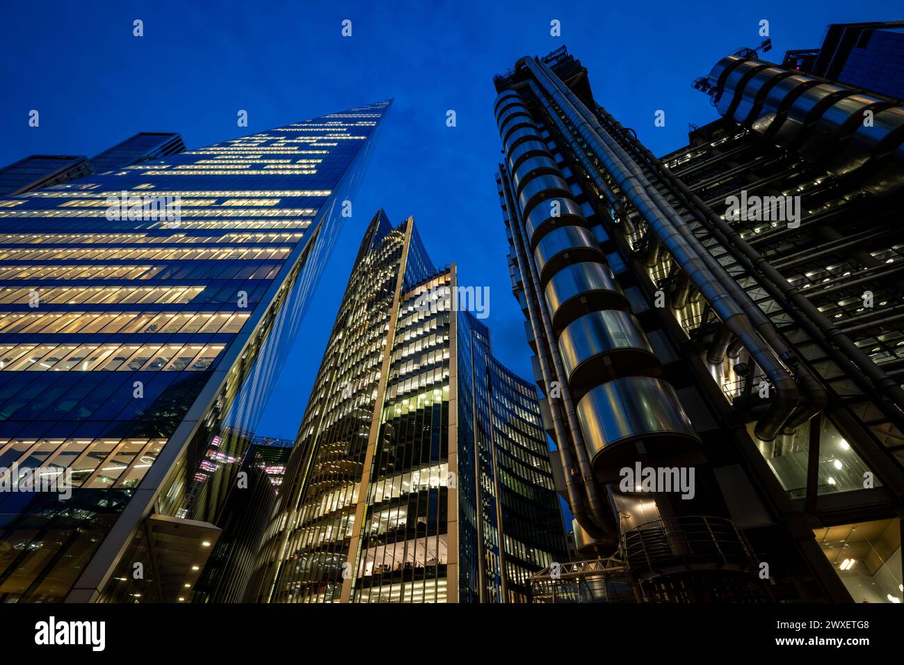 London, UK: Tall buildings in the City of London seen from Fenchurch ...