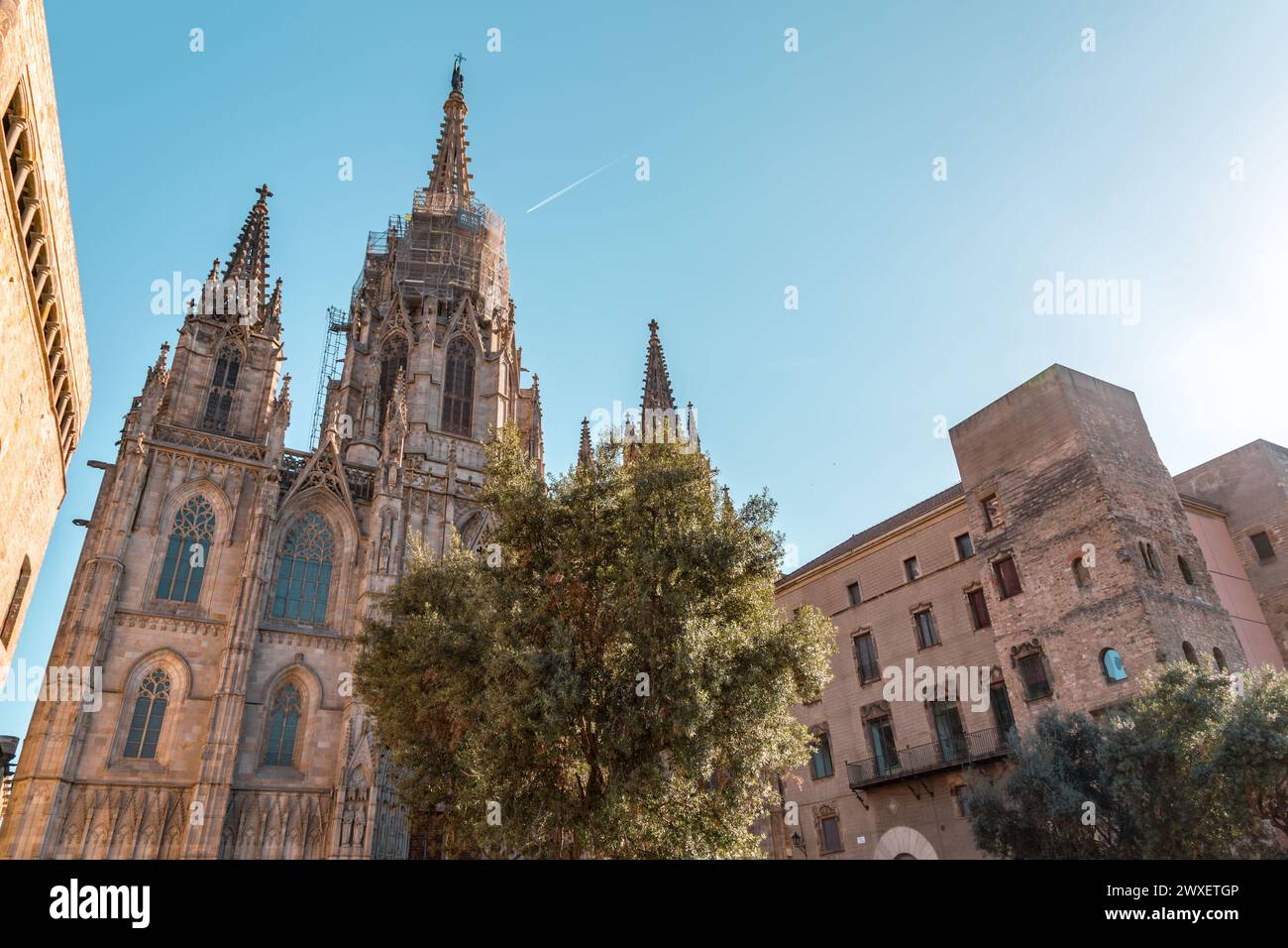 Santa Maria del Mar church in the Ribera district of Barcelona, built ...